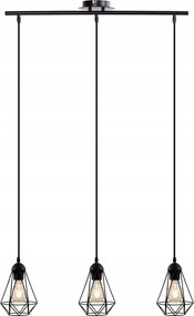 Stropní svítidlo 3xE27 černá, závěsná, kovová, nad stolem, na ostrově, v jídelně