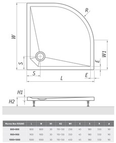 Roth MARMO NEO ROUND sprchová vanička 100 x 100 cm RO 100100 2E