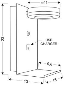 LED Nástěnné svítidlo s nabíječkou COMPACT LED/4W/230V