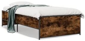 Rám postele kouřový dub 100 x 200 cm kompozitní dřevo a kov