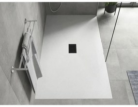 Mexen Hugo, obdélníková sprchová vanička SMC 150 x 100 cm, bílá, černá krytka, 42101015-B