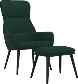 Relaxační křeslo se stoličkou tmavě zelené textil 3097434