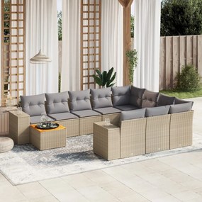 11dílný zahradní sedací souprava s poduškami béžový polyratan 3225632