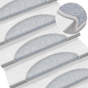 Schodové rohože 30 ks 56 x 17 x 3 cm světle šedé, půlkulaté 3365736