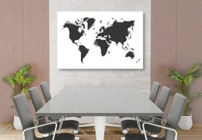 Obraz abstraktní mapa světa v černobílém provedení - 60x40 cm