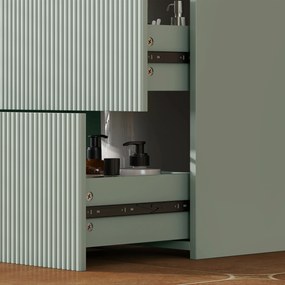 HOMCOM Skříňka pod umyvadlo, koupelnová skříňka se 2 zásuvkami, moderní styl, 80 x 40 x 60 cm, zelená a dřevěný dekor