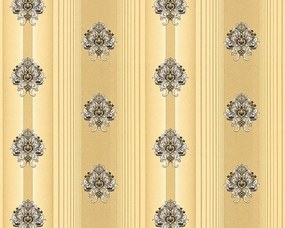 Vliesová neobarokní tapeta s ornamenty a zlatými pruhy - metalická 330841 / Tapety na zeď 33084-1 Hermitage 10 (0,53 x 10,05 m)  A.S.Création