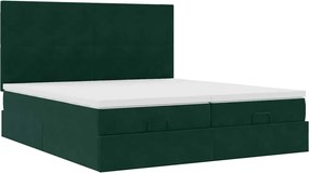 Osmanský rám postele s matrací tmavě zelená 200x200cm samet 3314612