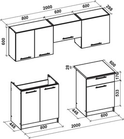 Kuchyňská linka Maria 200, dub cremona / krémová