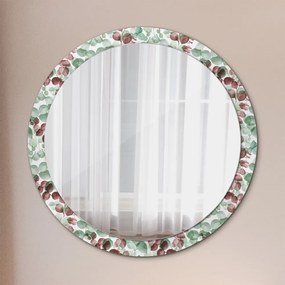 Kulaté dekorativní zrcadlo Eukalyptus fi 100 cm
