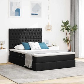Postel s úložným prostorem a matrací Černá 140 x 200 cm textil 3371849