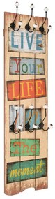 Nástěnný věšák na kabáty LIVE LIFE s 6 háčky 120 x 40 cm 245849