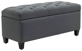 HOMCOM Lavice čalouněná s úložným prostorem 100 x 40 x 44 cm, truhlicová lavice z polyesteru připomínajícího len a kaučukového dřeva v tmavě šedé bar…