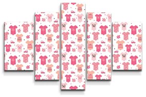 Sablio Obraz - 5-dílný Růžové oblečky - 125x90 cm
