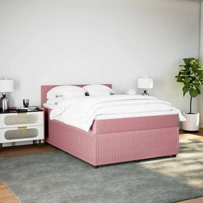 Box spring postel s matrací růžová 160x200 cm samet 3290087