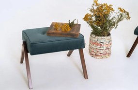 Nordic Design Petrolejově modrá sametová podnožka Vinnie