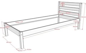 Dětská postel z borovicového dřeva bez roštu v přírodní barvě 90x200 cm Pino – Vipack