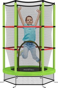HOMCOM Dětská trampolína Ø140x190 cm pro děti 3-6 let se bezpečnostní sítí, 45 kg nosnost, interiérová zelená