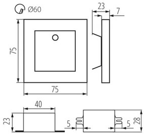 Orientační svítidlo 12V Kanlux APUS LED PIR-B WW 3000K teplá bílá 29857