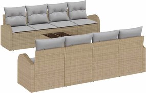 Sada zahradních pohovek 9 ks 8-Počet míst Beige a šedá 3354639