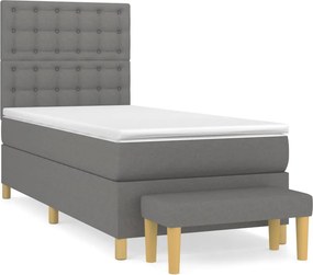 Box spring postel s matrací tmavě šedá 100 x 200 cm textil 3137454