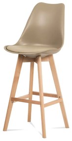 Autronic Barová židle v barvě cappuccino s dřevěnou konstrukcí v dekoru buk CTB-801 CAP