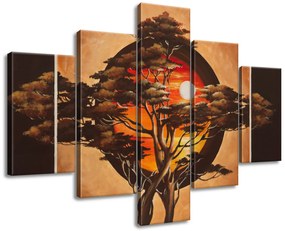 Gario Ručně malovaný obraz Sférický strom - 5 dílný Rozměry: 100 x 70 cm