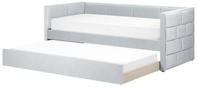 Sametová rozkládací postel 90 x 200 cm světle šedá CHAVONNE Beliani