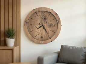 Li-Go "Pampeliška" světelné hodiny s powerbankou a pohybovým čidlem/dub světlý velikost svítidla/hodin: 50 cm