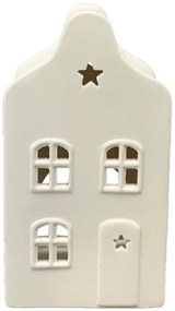 Krémový antik porcelánový domek na svíčku House Ivory - 5*4*10 cm