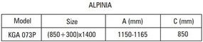 Aplomo Alpinia 115x140 jednodílná vanová zástěna