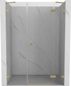 Mexen Lunar, pravé otočné sprchové dveře 135 cm, 8mm čiré sklo, zlatý matný profil, 834S-135-050-55-00-P