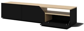 TV stolek s deskou v dekoru dubu v černo-přírodní barvě 180x38 cm Verone – TemaHome
