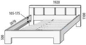 Postel Sofia, čelo rovné 4výplně 180 Domestav F111 Materiál: Buk cink, Barevne provedení: Olej