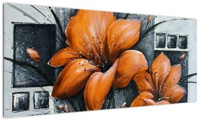 Obraz oranžové květiny (100x40cm)