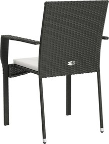 Zahradní židle s poduškami 2 ks polyratan černé 319881