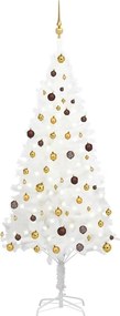 vidaXL Umělý vánoční stromek s LED a sadou koulí 210 cm [3077635] Barva: zlatá