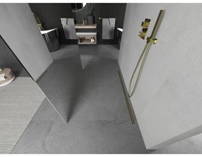Mexen Kioto, průchozí sprchová zástěna 110 x 200 cm, 8mm sklo vzor zrcadlo, 2x zlatá stabilizační rozpěra, 800-110-002-50-50