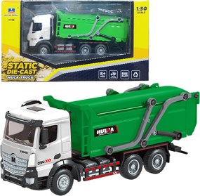 Popelářské auto kovové pohyblivé Huina zelené 1:50