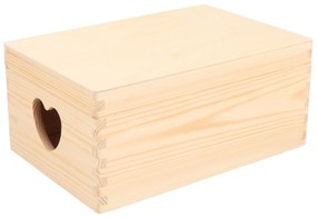 ČistéDřevo Dřevěný box s víkem a srdíčky