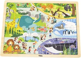 Dětské dřevěné puzzle Viga Zoo 48 dílků