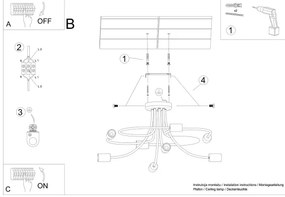 Sollux SL.1457 - Lustr na tyči LEVAR 8xE27/15W/230V černá