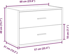vidaXL vida Skříňka s 2 zásuvkami 60x31x40 cm kompozitní dřevo [858831] Barva: Betonová šedá