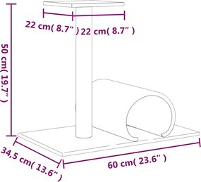 Škrabadlo pro kočky s tunelem krémové 60 x 34,5 x 50 cm 171696