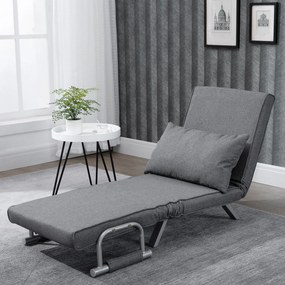 HOMCOM Rozkládací pohovka s područkou 65x69x80cm Rozkládací pohovka 3 v 1, lůžko pro hosty, lehátko, polyester podobný lnu, šedá| Aosom