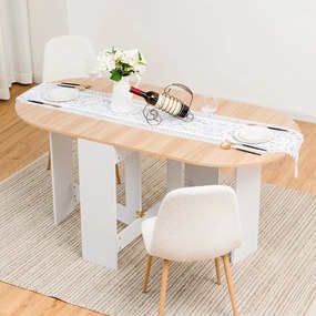 Costway Skládací stůl kulatý Skládací pro 4 až 7 osob – 163 × 80 × 75 cm
