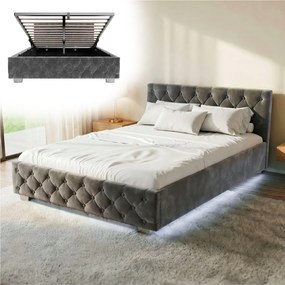 Juskys Čalouněná postel Nizza s LED osvětlením Barva: béžová, Velikost: 180 × 200 cm