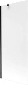 Mexen Next, vanová zástěna 1-křídlová 80 x 150 cm, fixní křídlo, 6 mm námraza sklo, černý profil, 895-080-000-00-30-70