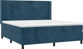 Box spring postel s matrací a LED tmavě modrá 160x200 cm samet 3139455