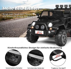 Costway Elektrické auto 12 V napájené baterií se 2 sedadly, černé, černý